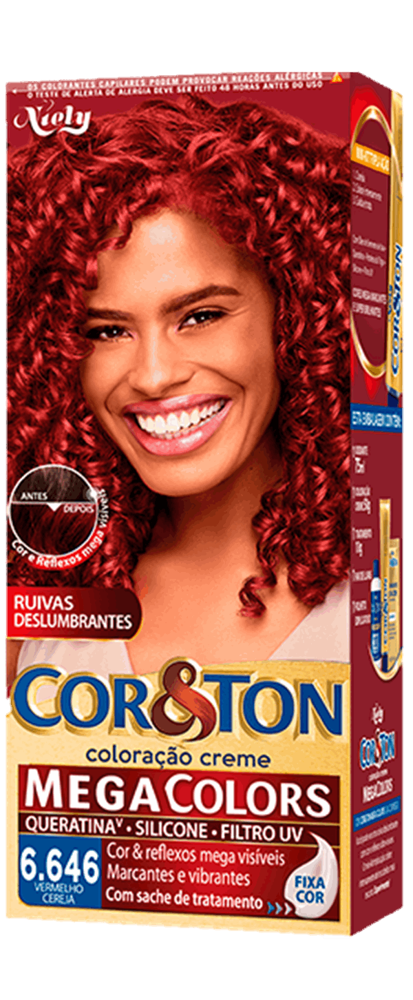 Cor&Ton Vermelho Cereja 6.646 para cabelo | Niely - Fique Diva